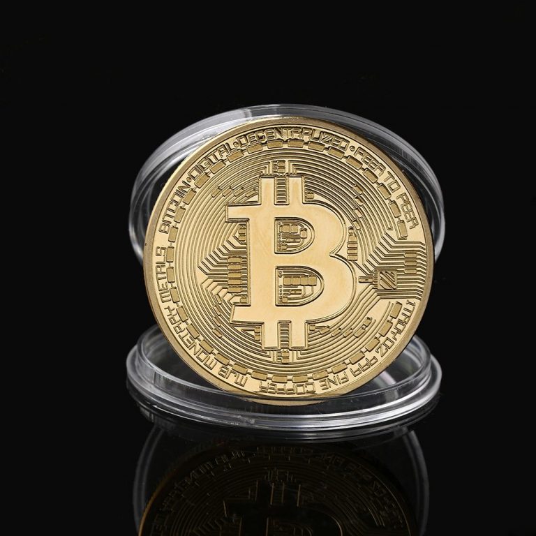 Gold Plated Bitcoin Coin Collectible BitCoin Art Collection Gold And ...