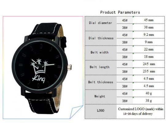 King Queen Couples Women Leather Watches Lovers Quartz Watch Men Brand ...