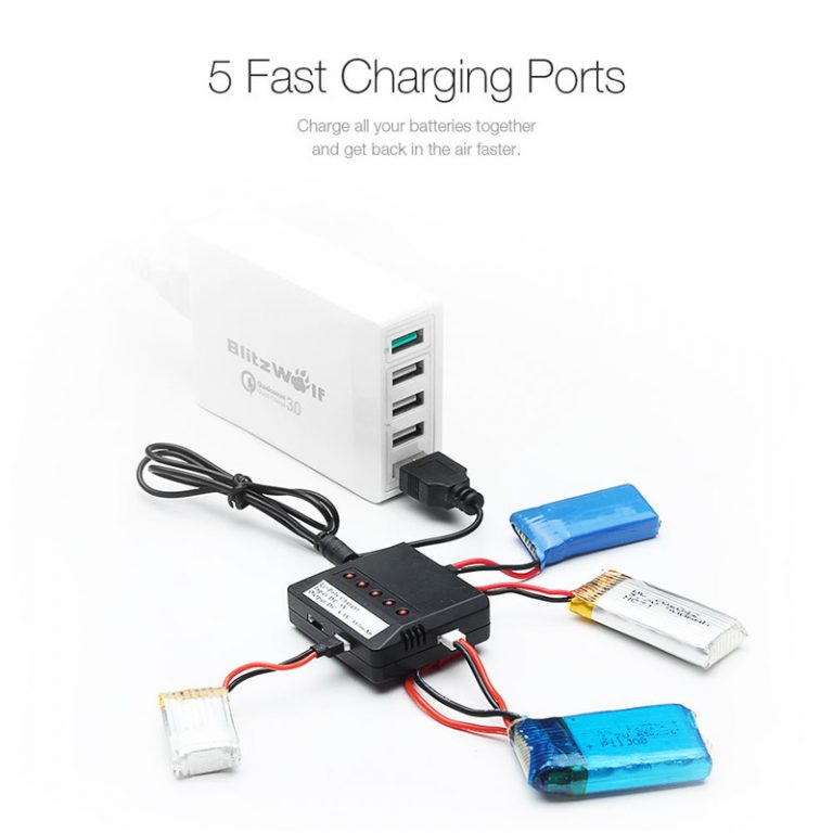 BlitzWolf BW-S7 Quick Charge QC3.0 Adapter USB Charger Smart 5 Port ...