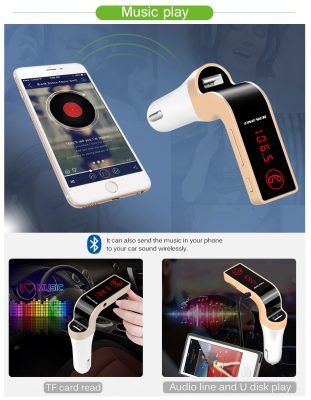 4-in-1 Hands Free Wireless Bluetooth FM Transmitter G7 + AUX Modulator ...