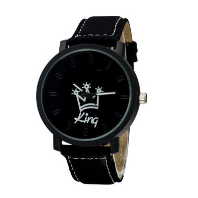 King Queen Couples Women Leather Watches Lovers Quartz Watch Men Brand ...