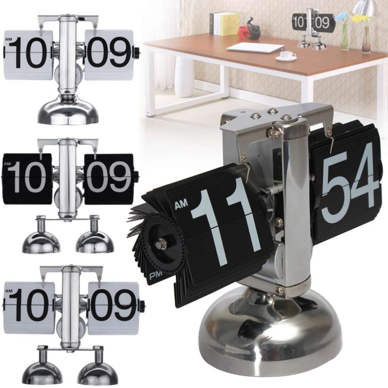 Digital Auto Flip Clock Retro Vintage Style Down Metal Single Double ...